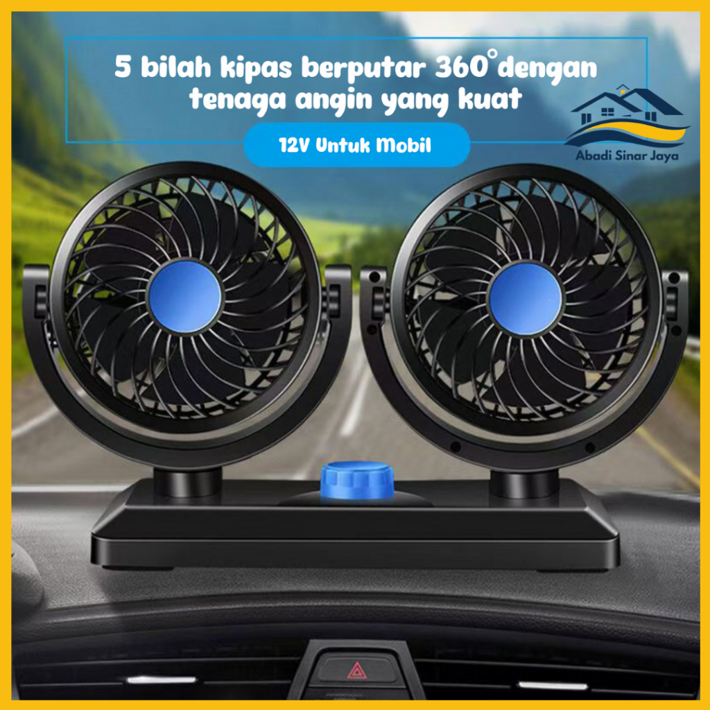 Jual [ASJ] Kipas Angin Mobil 12-24 Volt / Kipas Dasbor 2 Kepala Dingin ...
