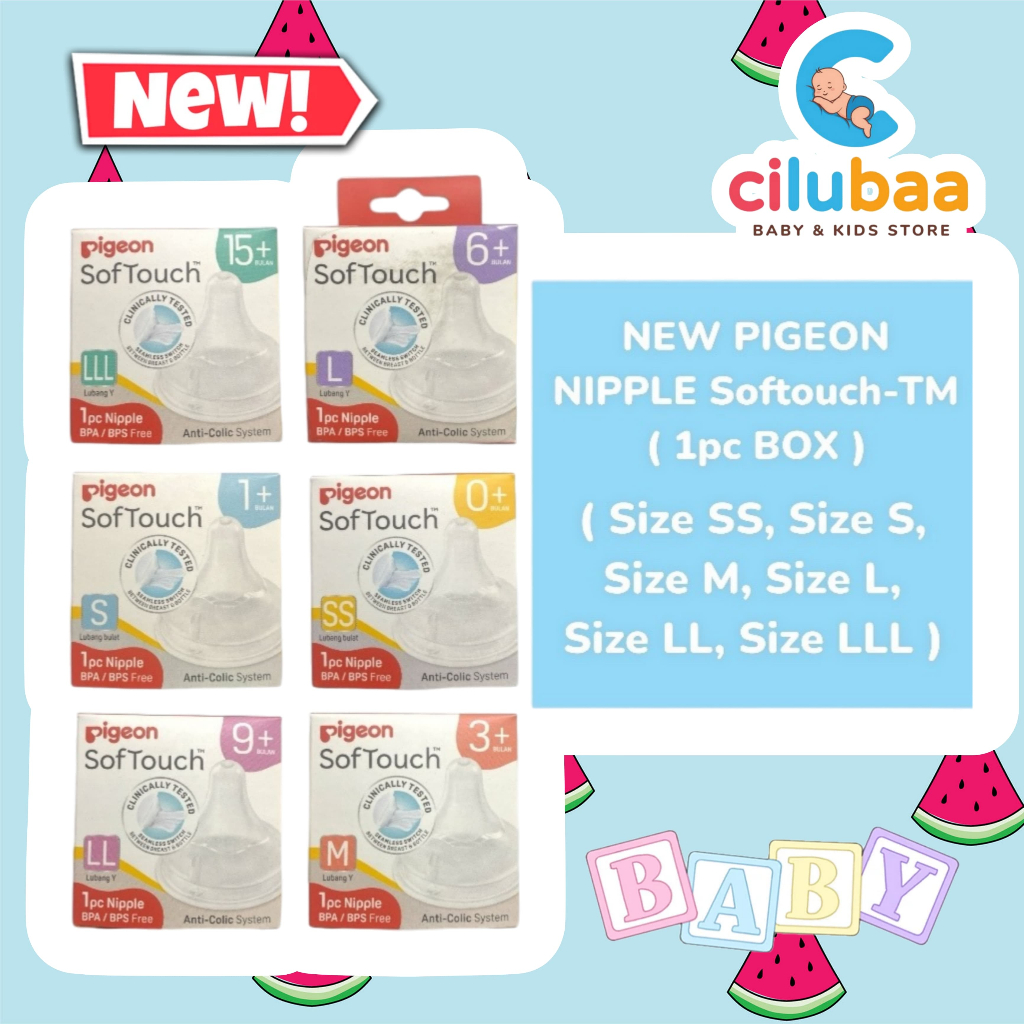 Jual Pigeon SofTouch Peristaltic Plus Nipple Wide Neck Dot Bayi SS/S/M/L/LL/LLL (ISI 1PCS/2PCS ...