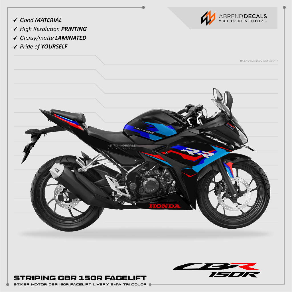 Jual STRIPING CBR 150 R FACELIFT TRI COLOR BMW / STIKER CBR 150 K45G/K45N STRIPE CBR 150R STOCK ...