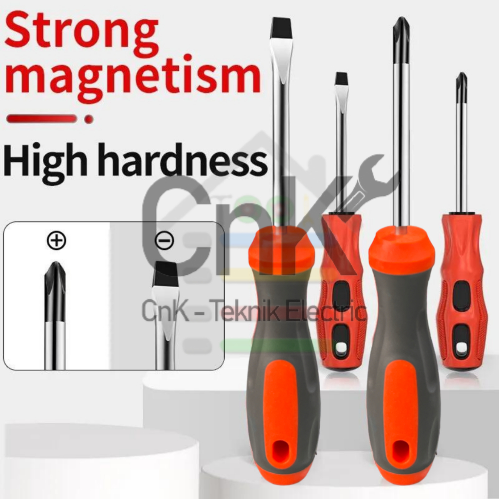 Jual Obeng PLUS + 3" 5" 6" 8" Obeng Magnet gagang karet plus + Ujung ...