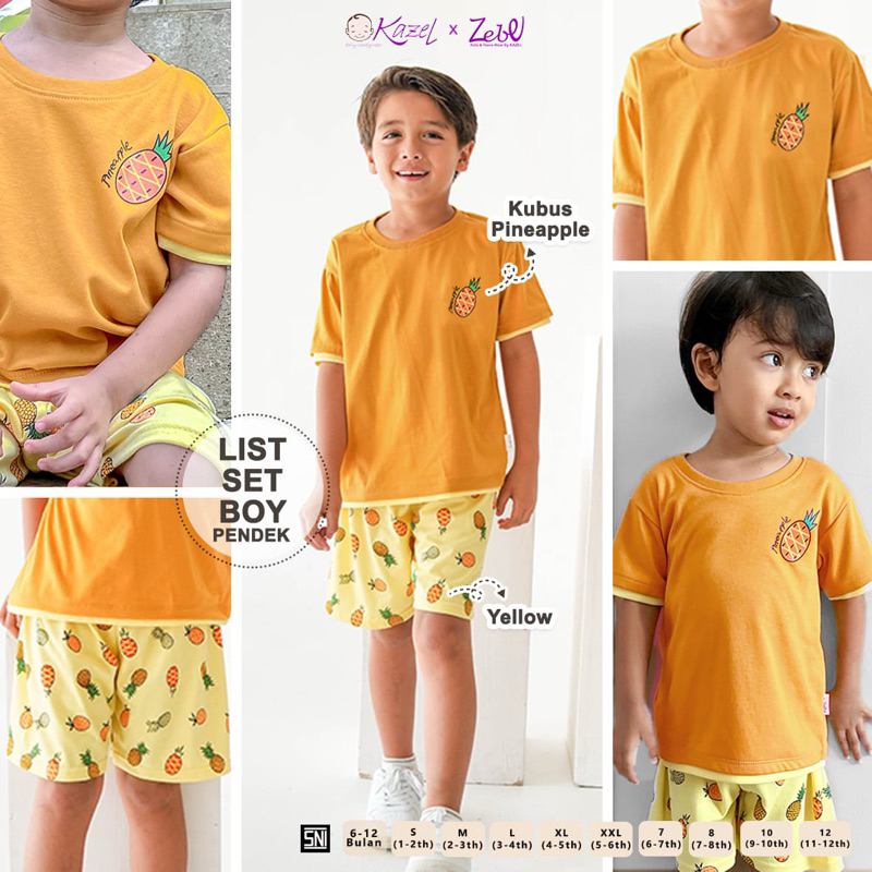 Jual KAZEL Zebe List Pendek Boy / Setelan Anak Pendek Laki-Laki (1 Stel) 6 Bulan-11 Tahun ...