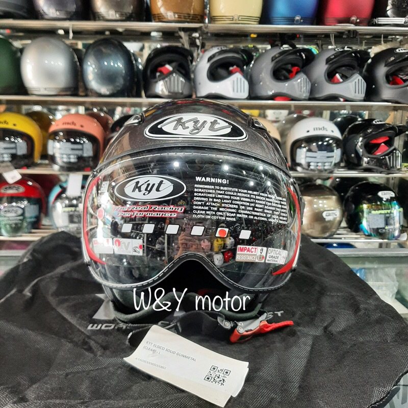 Jual Helm Half Face KYT Elsico Warna Gun Metal / Abu-Abu Metal | Shopee ...