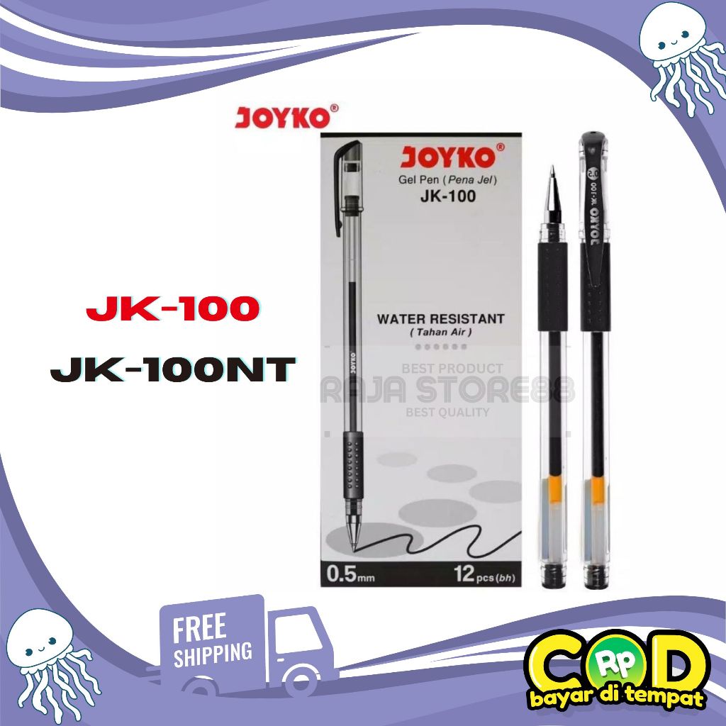 Jual (12pc) Gel Pen Pulpen Pena Joyko JK-100 Black 0.5 mm/pen Joyko ...