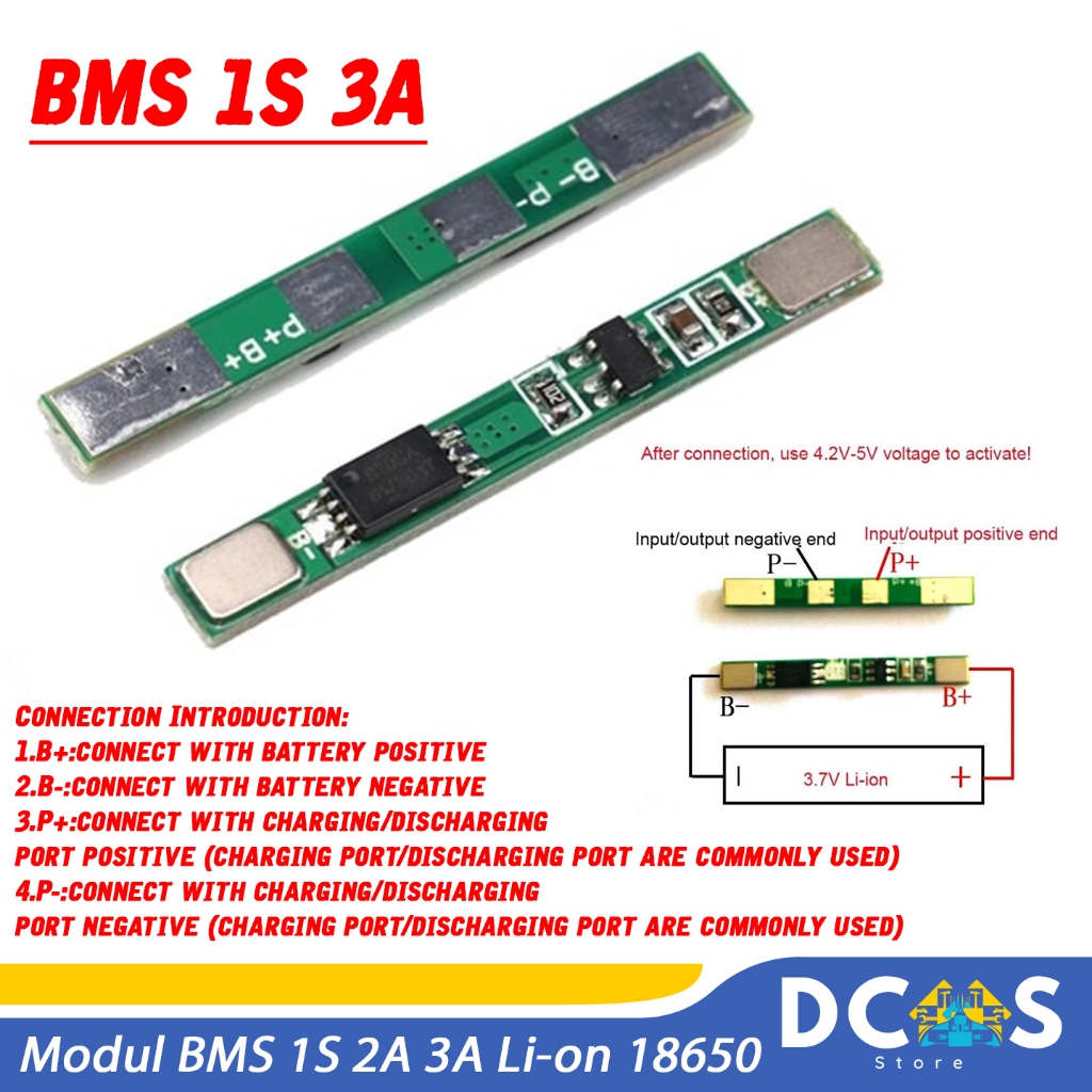 Jual Modul BMS Battery Management System 1S 2A 3A Li-Ion 18650 Battery ...