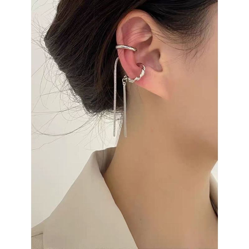 Jual Double Earcuff (2pcs set) / Anting Jepit simple panjang polos harian gaya korea | Shopee ...