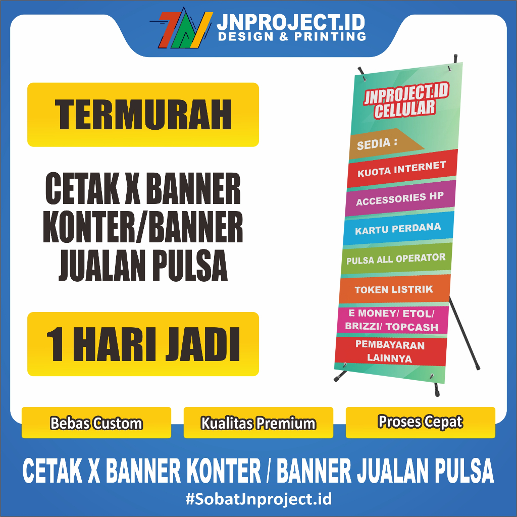 Jual X BANNER KONTER / BANNER JUALAN PULSA / SATU SET DENGAN RANGKA X ...