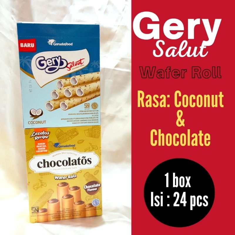 Jual Gery Salut wafer roll dan Chocolatos wafer roll isi 24 pcs ...