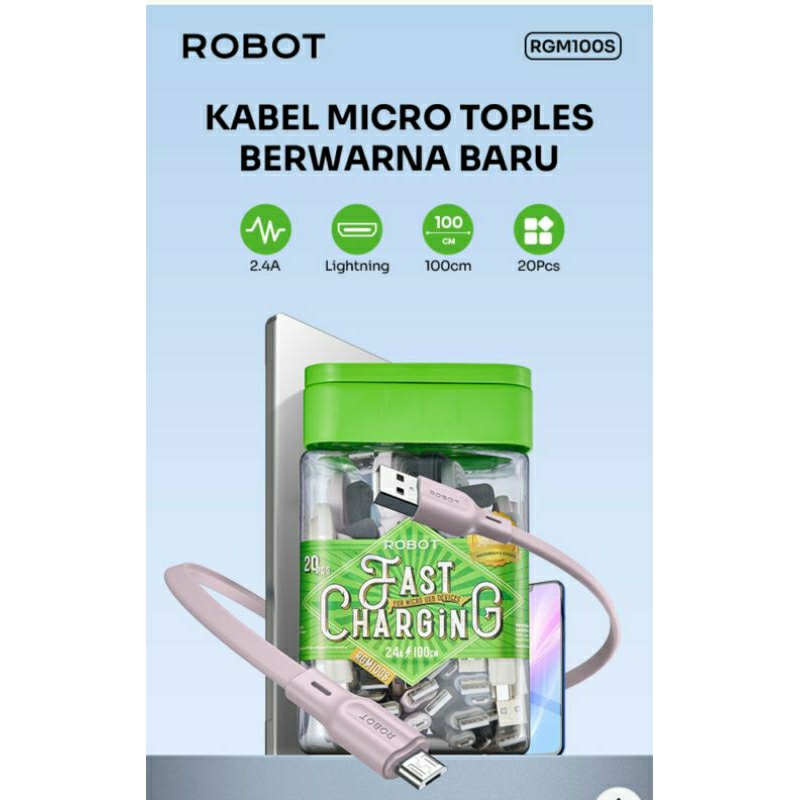 Jual KABEL DATA ROBOT RGM(micro),RGC(type-c), RGL(lightning)100s ...