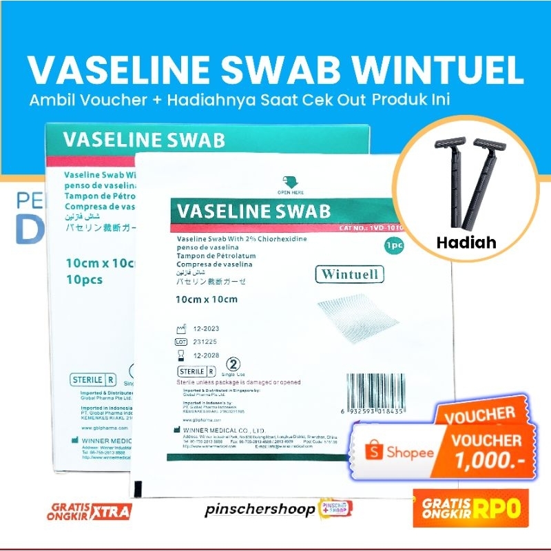 Jual VASELINE SWAB WINNER 10 x 10 CM KASA LUKA JARING2 / BOX FREE ...