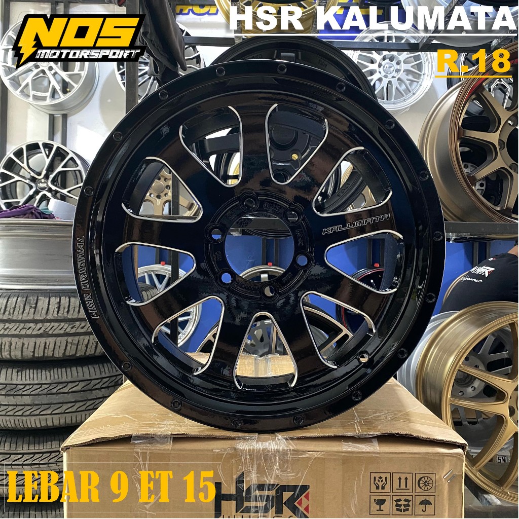 Jual Velg mobil ring 18 lebar 9 HSR KALUMATA R18 warna black glosy buat ...