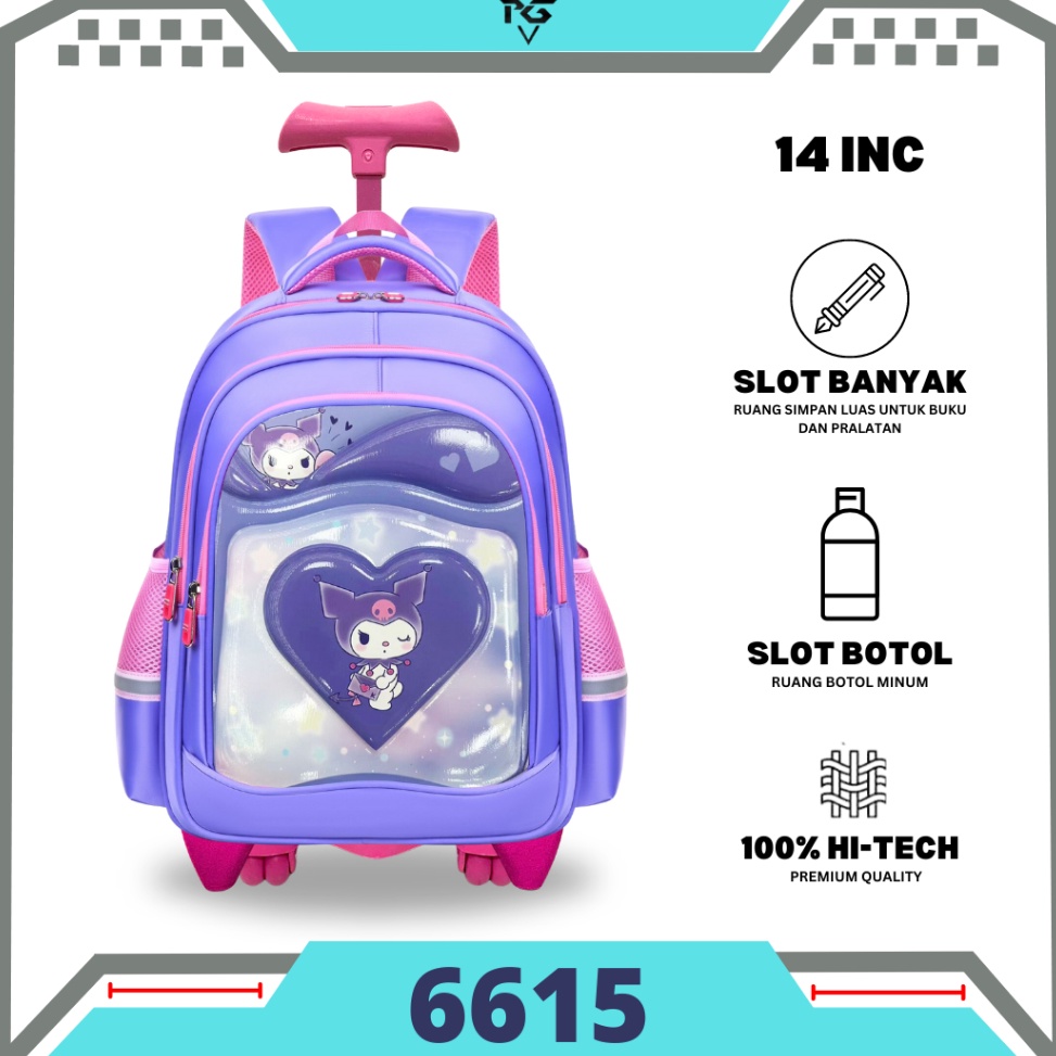 Jual Sangat Nyaman Troli Anak Perempuan Tk Paud Karakter Kuromi Gambar 3D Timbul Tas Koper ...