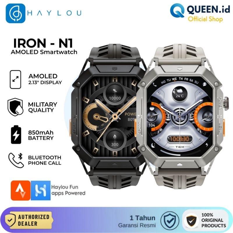 Jual Haylou IRON N1 Smartwatch 2.13" AMOLED HD Display Military Sport ...