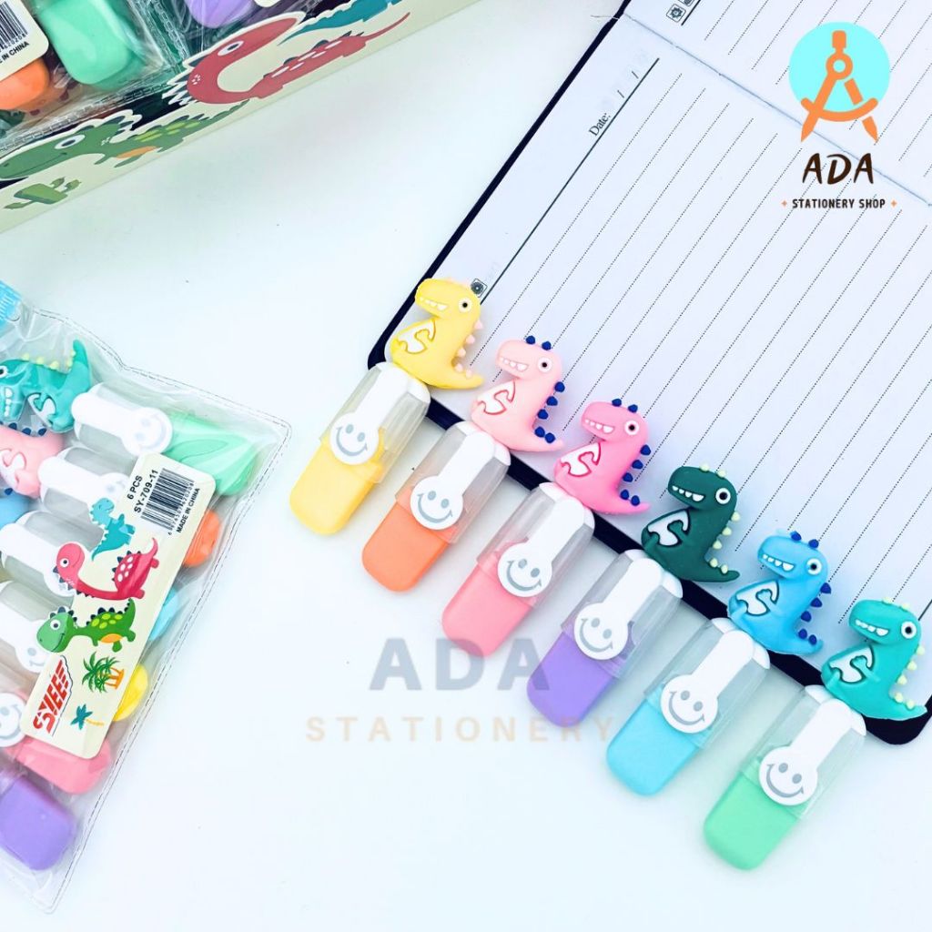 Jual 1 set (pcs) stabilo mini+pouch dino/ sy-709-11/stabilo lucu/dino/t ...