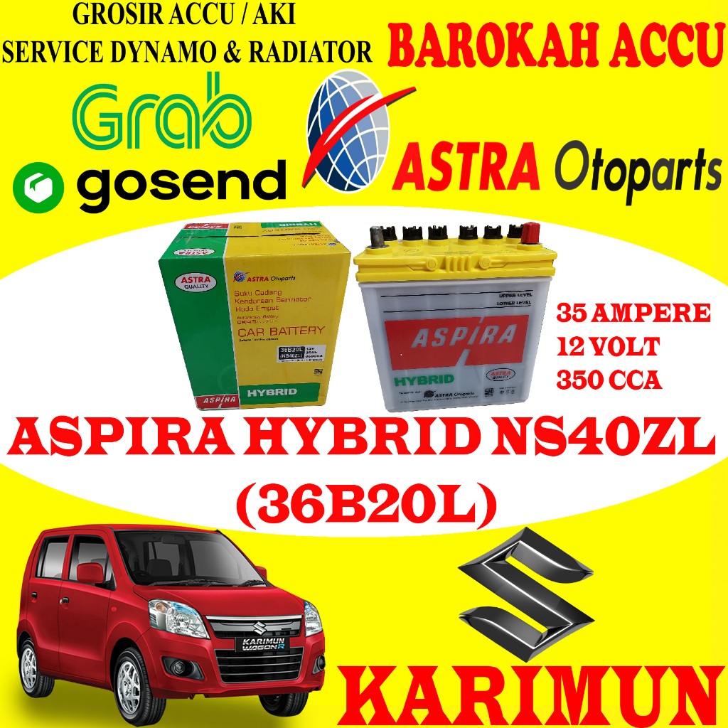 Jual AKI MOBIL SUZUKI KARIMUN ASPIRA HYBRID NS40ZL / 36B20L , 35 AH ASTRA OTOPARTS | Shopee ...