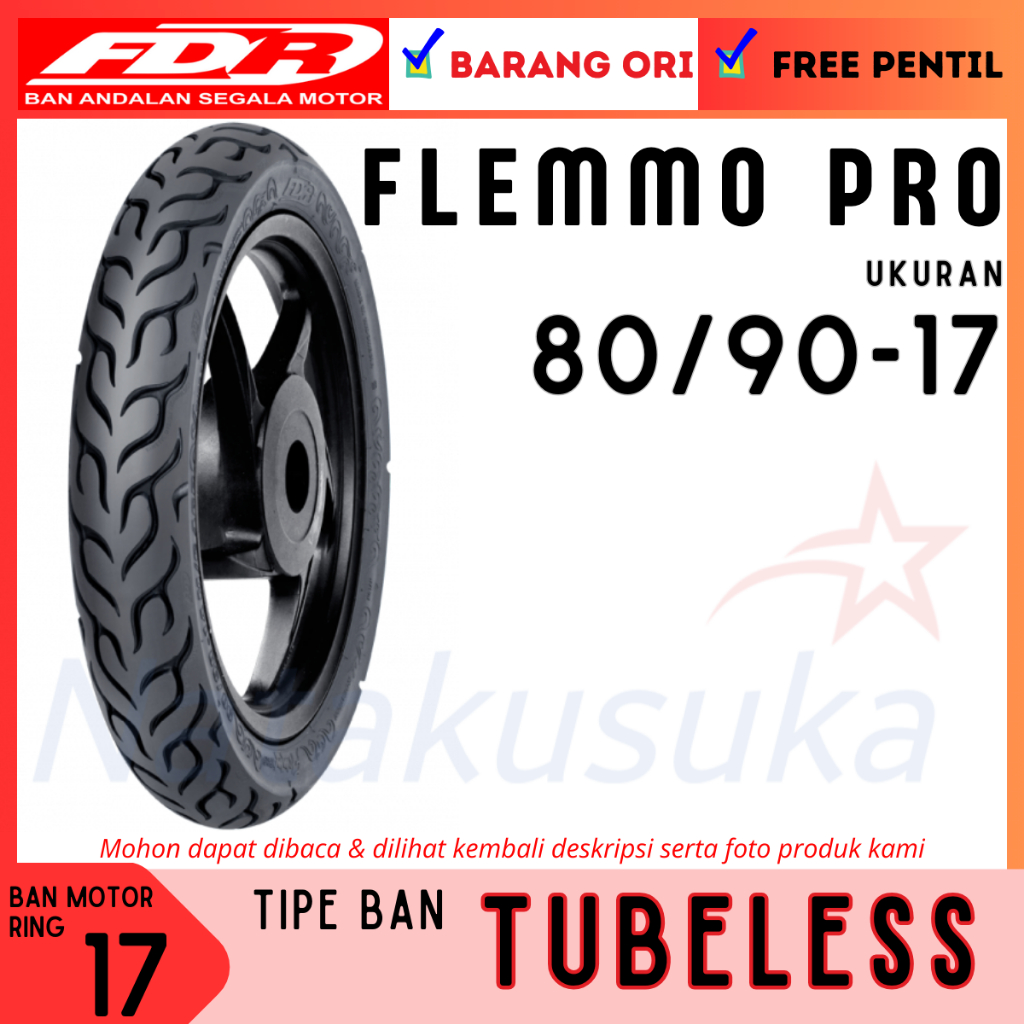 Jual Ban Motor FDR Flemmo Pro 80/90-17 Tubeless (TL) Motor Bebek ...