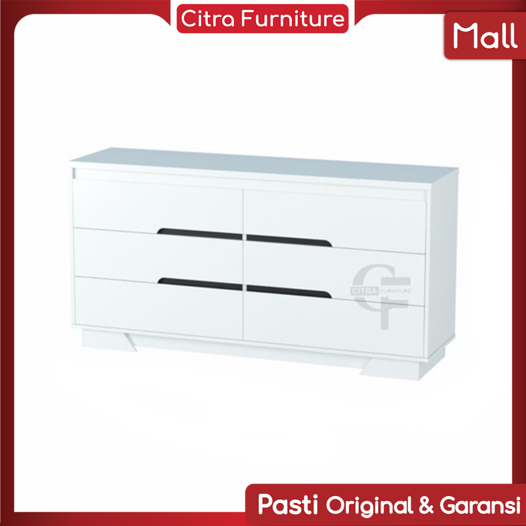 Jual Citra Furniture SHUMO ®Credenza White 6 Drawer | Rak TV Laci Serba ...
