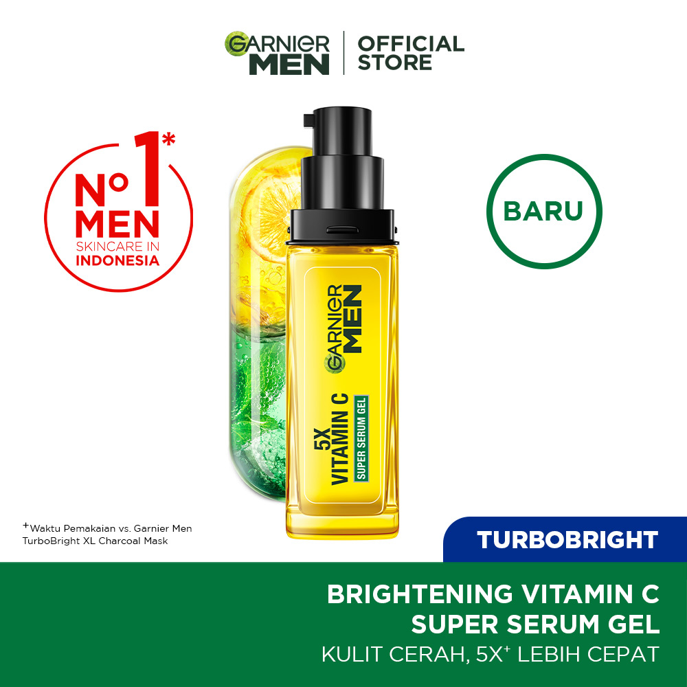 Jual GARNIER Men Turbo Bright 5x Vitamin C Super Serum Gel - 30ml Serum Mencerahkan Wajah Anti ...