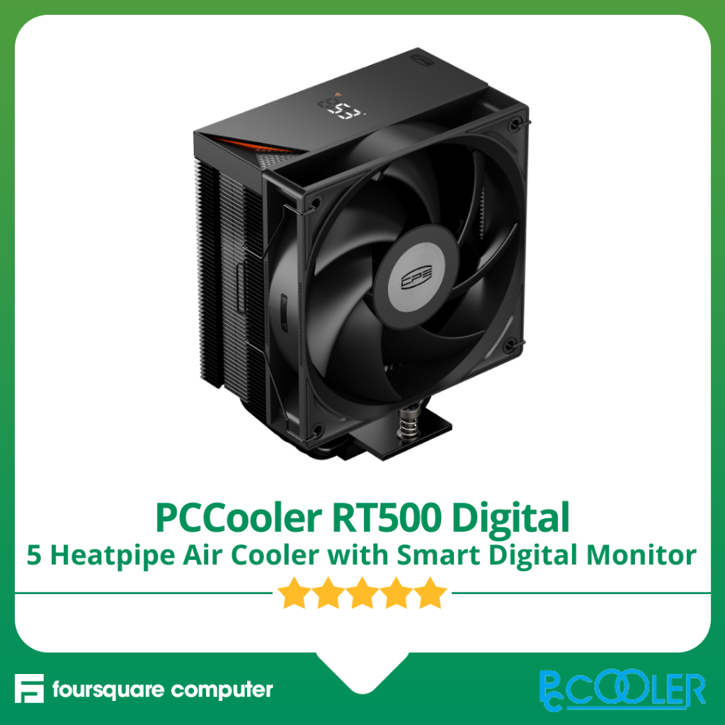 Jual HSF CPU Air Cooler PCCooler RT500 Digital Black 5 Heatpipe with ...