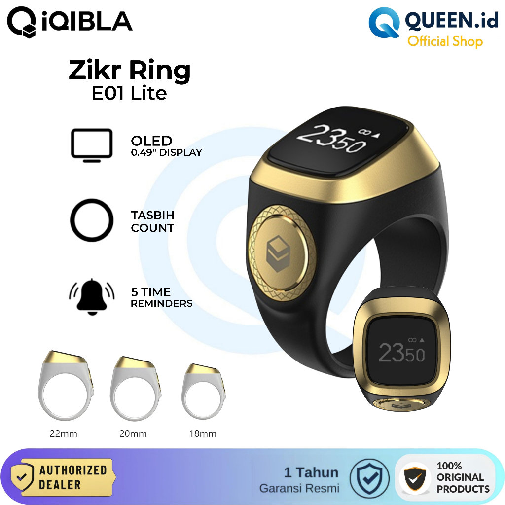 Jual iQibla E01 Zikr Smart Ring Lite Cincin Tasbih Digital OLED Tasbih Counter Penghitung ...