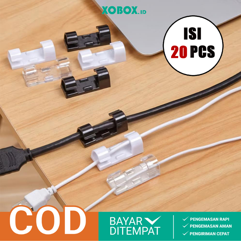 Jual 20PCS Clip Cable Oganizer Klem Kabel Tempel Serbaguna Klip kabel ...