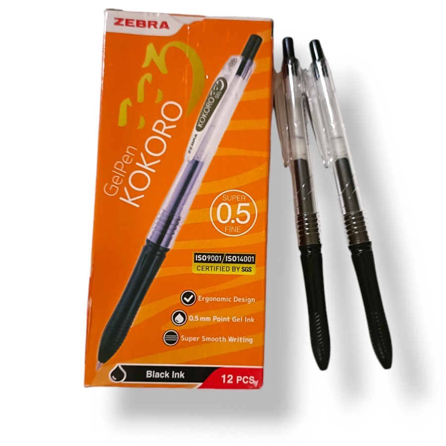 Jual Pen / Pulpen / Ballpoint Gel Kokoro 0.5mm Zebra (12PCS) | Shopee Indonesia
