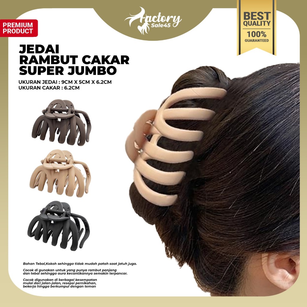 Jual Jepit Rambut Cakar Jumbo 9cm Doff Model Korea / Jepitan Jedai ...