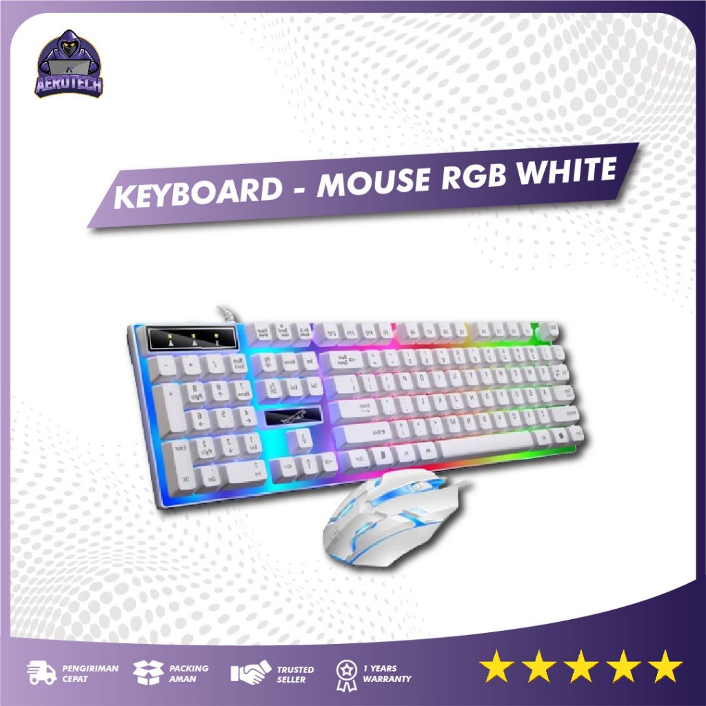 Jual KEYBOARD DAN MOUSE RGB WHITE GAMING | Shopee Indonesia