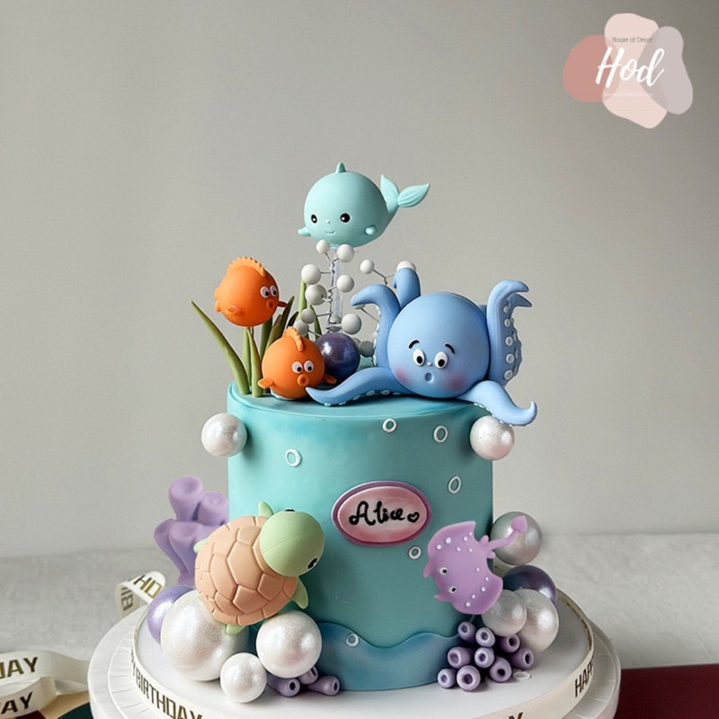 Jual Hiasan Ocean Gurita Ikan Paus Topper Karton Shell Kerang Kilap ...