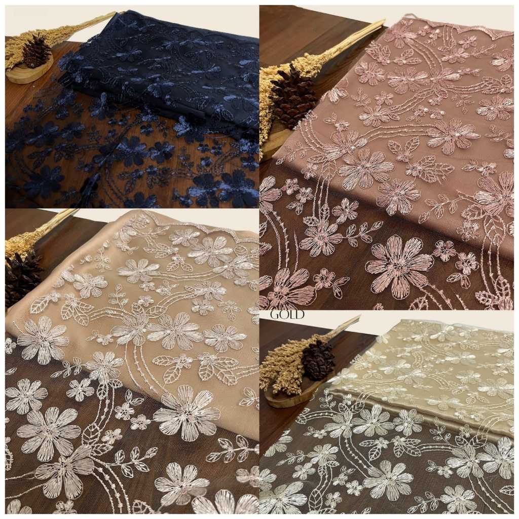 Jual Kain Tile Mutiara Double renda / bahan Tile renda / Bahan Kebaya ...