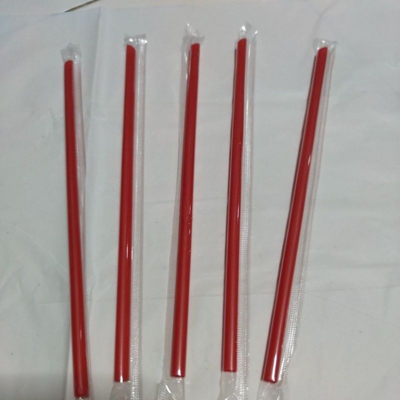 Jual Sedotan Steril Merah / Mixue 6 mm x 20 cm runcing isi 100 Pcs ...