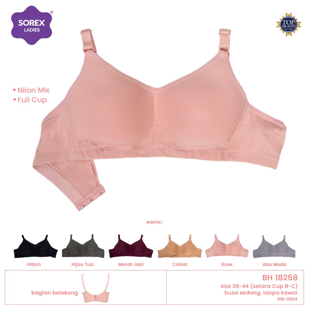 Jual Bh Bra Sorex 18258 Cup B-C (38-44) Kait 3 Licin Full Cup | Busa Tipis Tanpa Kawat |jctp ...