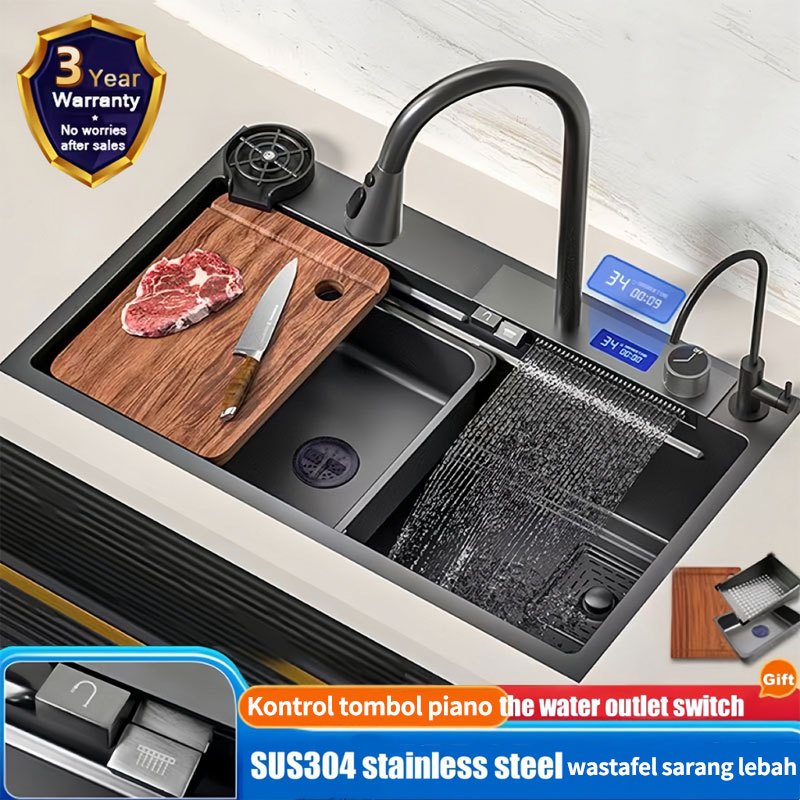 Jual 304 Set Lengkap Wastafel Cuci Piring Stainless /Kitchen Sink Hitam ...