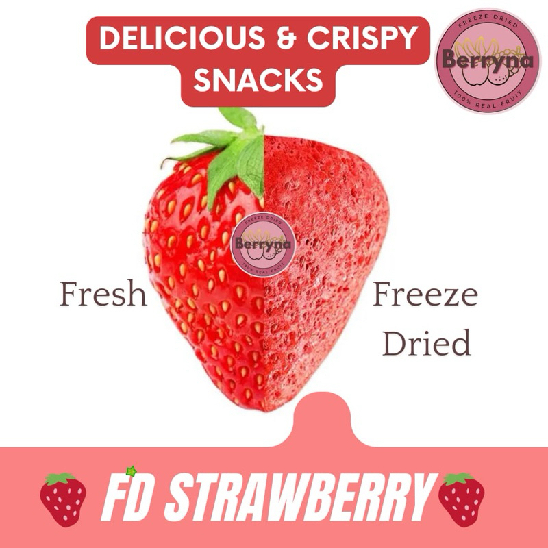 Jual Berryna Strawberry Kering Freeze Dried 50g Cemilan Buah Garing Stroberi garing | Shopee ...