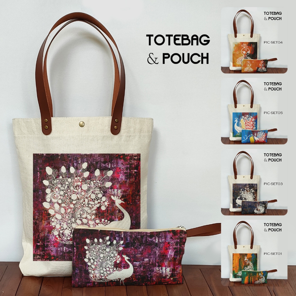 Jual Totebag Canvas Vintage Set PIC Tas Wanita Seri Merak | Shopee ...