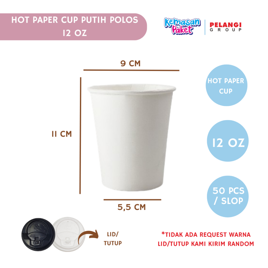 Jual HOT PAPER CUP 12 oz POLOS WARNA PUTIH GELAS KERTAS TAHAN PANAS / HOT PAPER CUP TUTUP ...