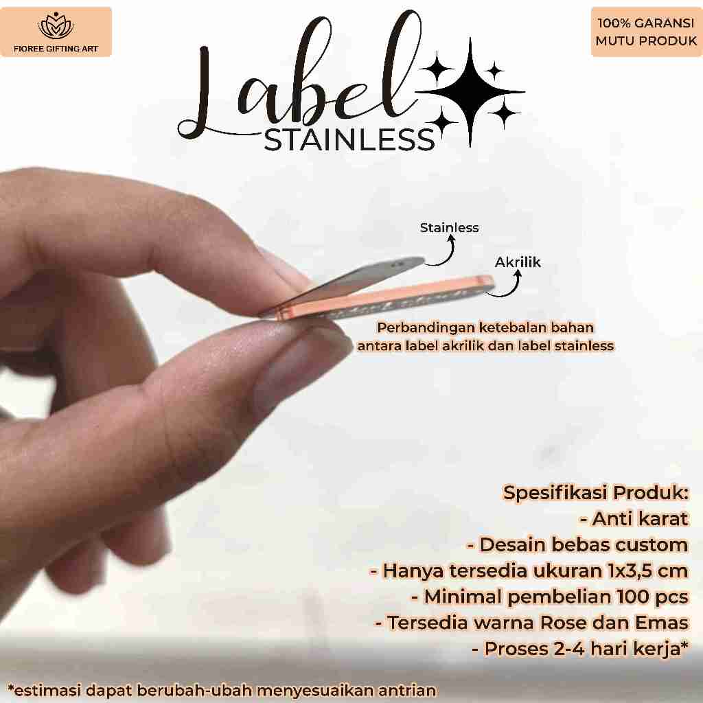 Jual (FIOREE) LABEL Hijab STAINLESS HIJAB ANTI KARAT LABEL PLAT ...