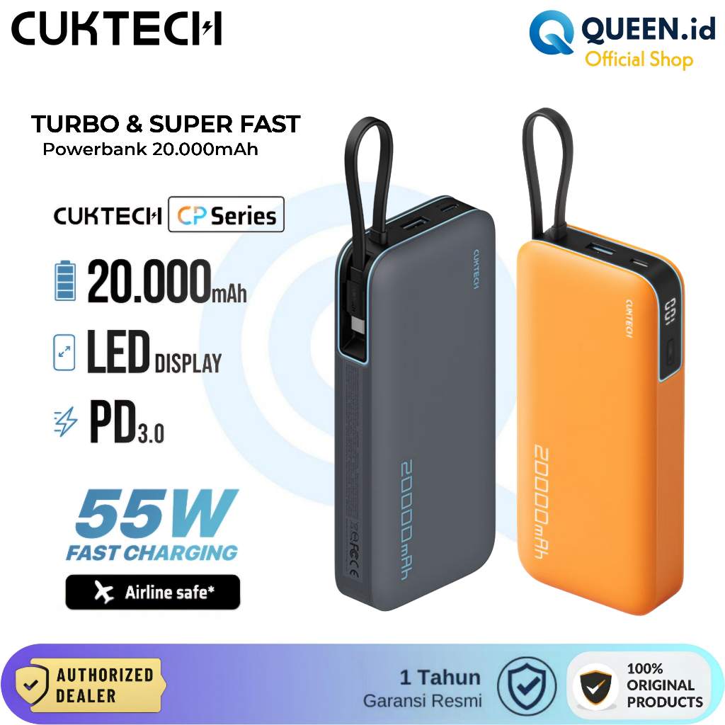 Jual CUKTECH PB200N Powerbank 20000mAh 55W USB TYPE C PD Digital Display TURBO Super Fast ...