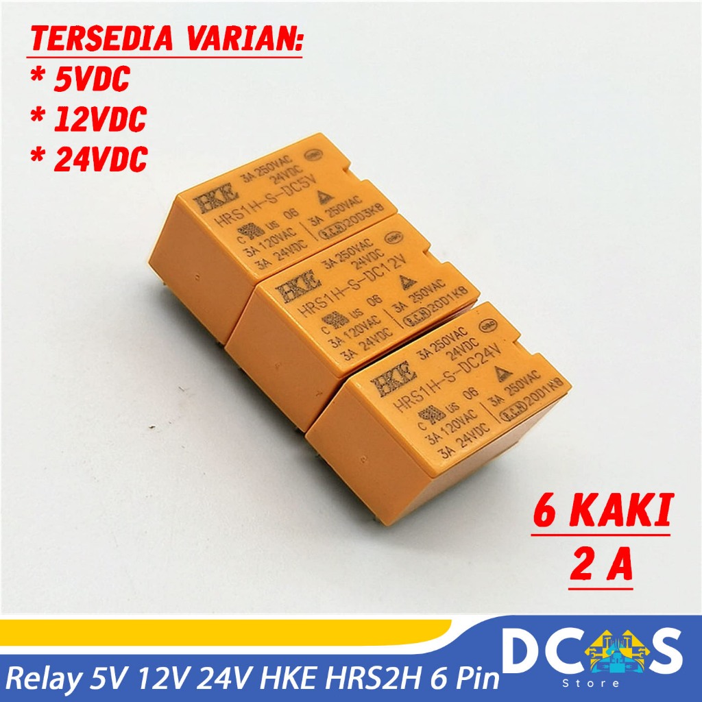 Jual Relay 5V 12V 24V HKE HRS1H 6 pin kaki HRS1H-S DC5V DC12V DC24V HUIGANG | Shopee Indonesia
