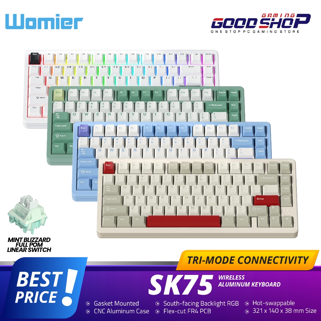 Jual Womier SK75 Prebuilt 75% Via Support Wireless Aluminium Mechanical Keyboard | Shopee Indonesia