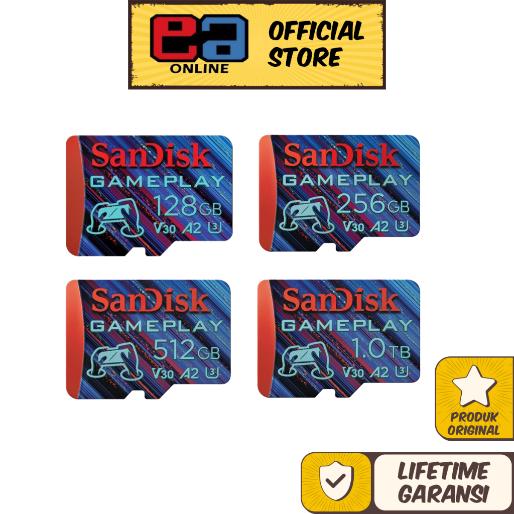 Jual SanDisk microSDXC GamePlay 128GB / 256GB / 512GB A2 for Mobile Gaming (Up to 190MB/s ...