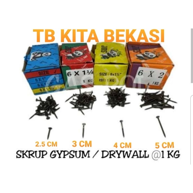 Jual SEKRUP GYPSUM JMS PANDA 1 KG / SKRUP DRYWALL PANDA 1 KG FULL ...