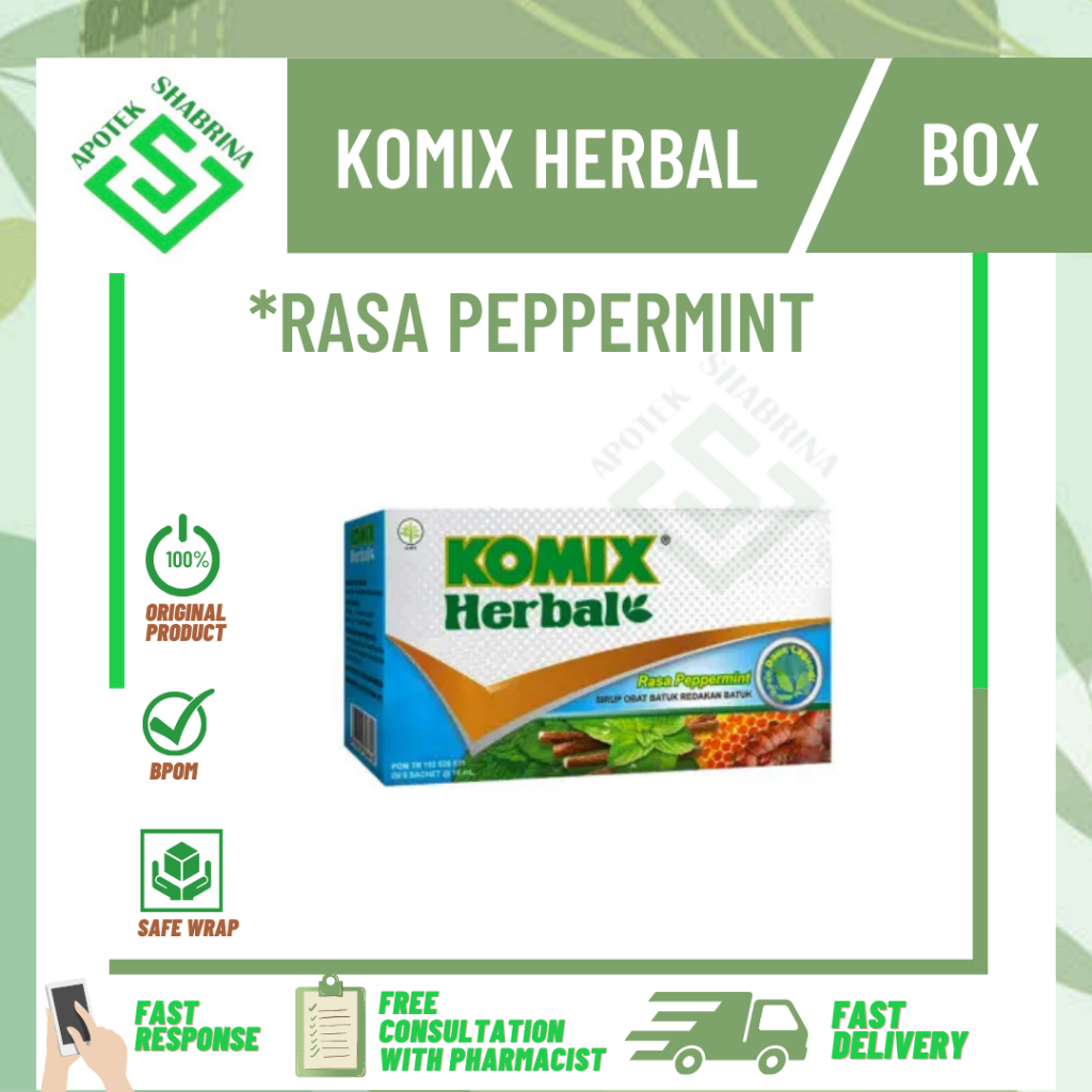Jual KOMIX HERBAL PEPPERMINT 1 BOX ISI 6 SACHET / BATUK PILEK BATUK ...