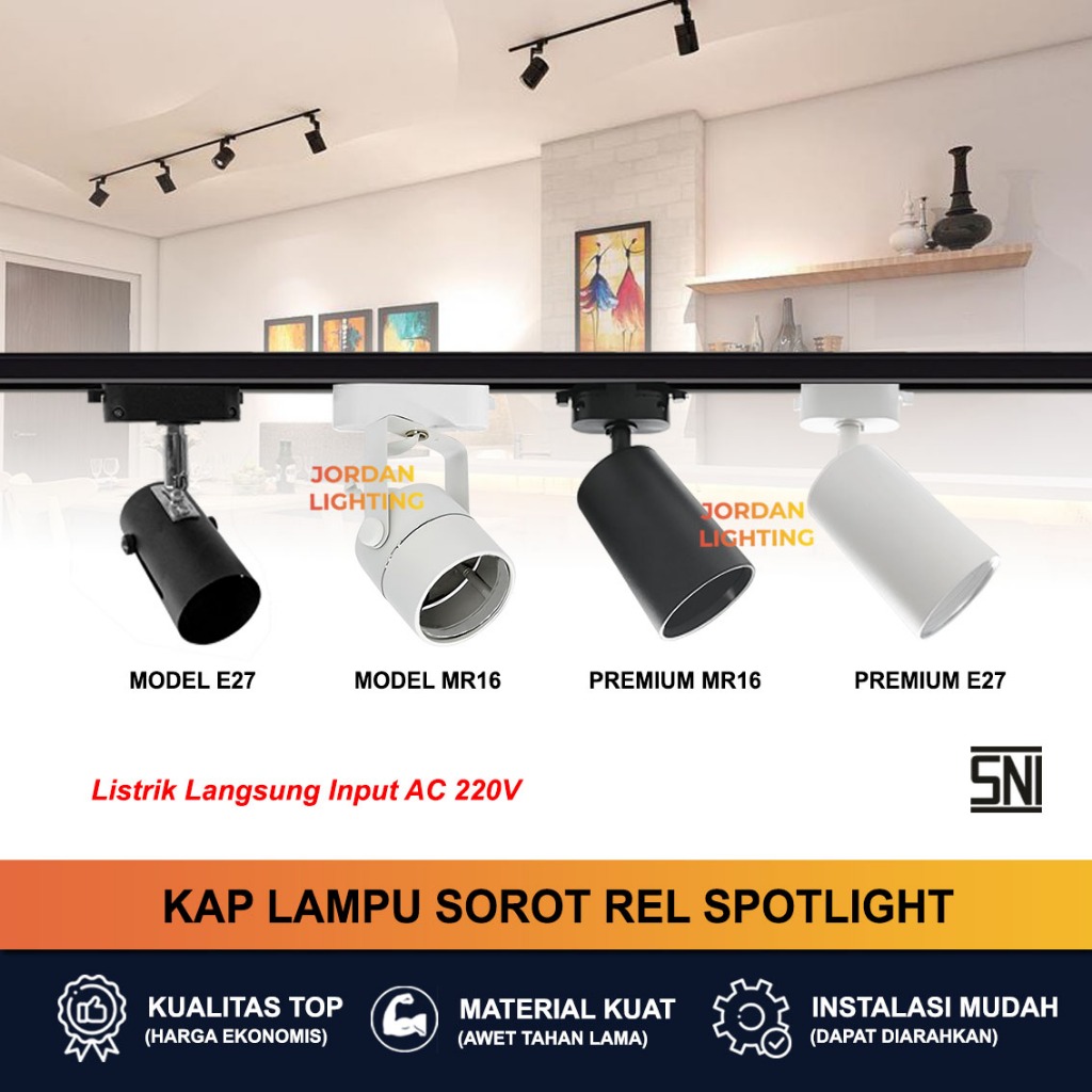 Jual Kap Lampu Sorot Rel Spotlight Track Light Fitting / Fiting Ulir ...