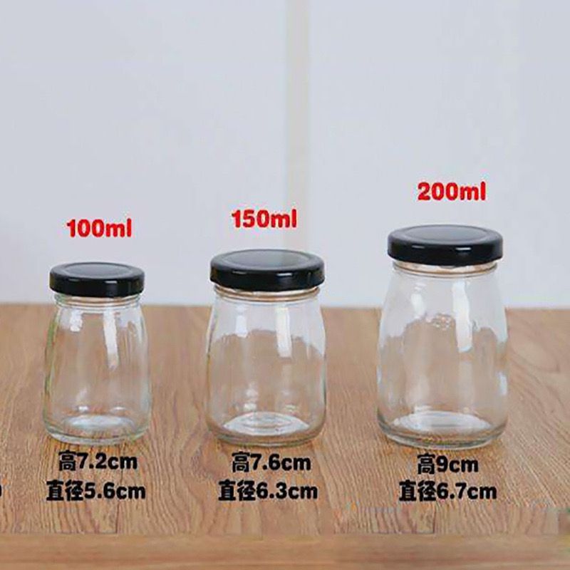 Jual H 676 Botol Jar Kaca 100ml 150ml 200ml Dengan Tutup Hitam Toples ...