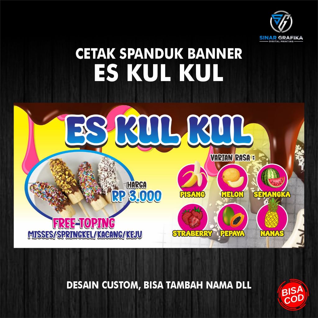 Jual Spanduk Es Kul Kul, Banner Es Kul Kul, Bisa Ganti Menu Tambah Nama ...