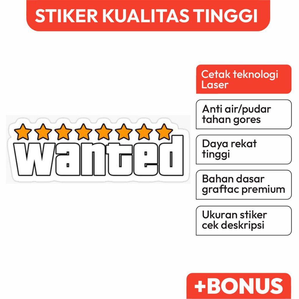 Jual STIKER WANTED DI GTA | STICKER WATERPROOF | stiker Tumblr | bahan ...
