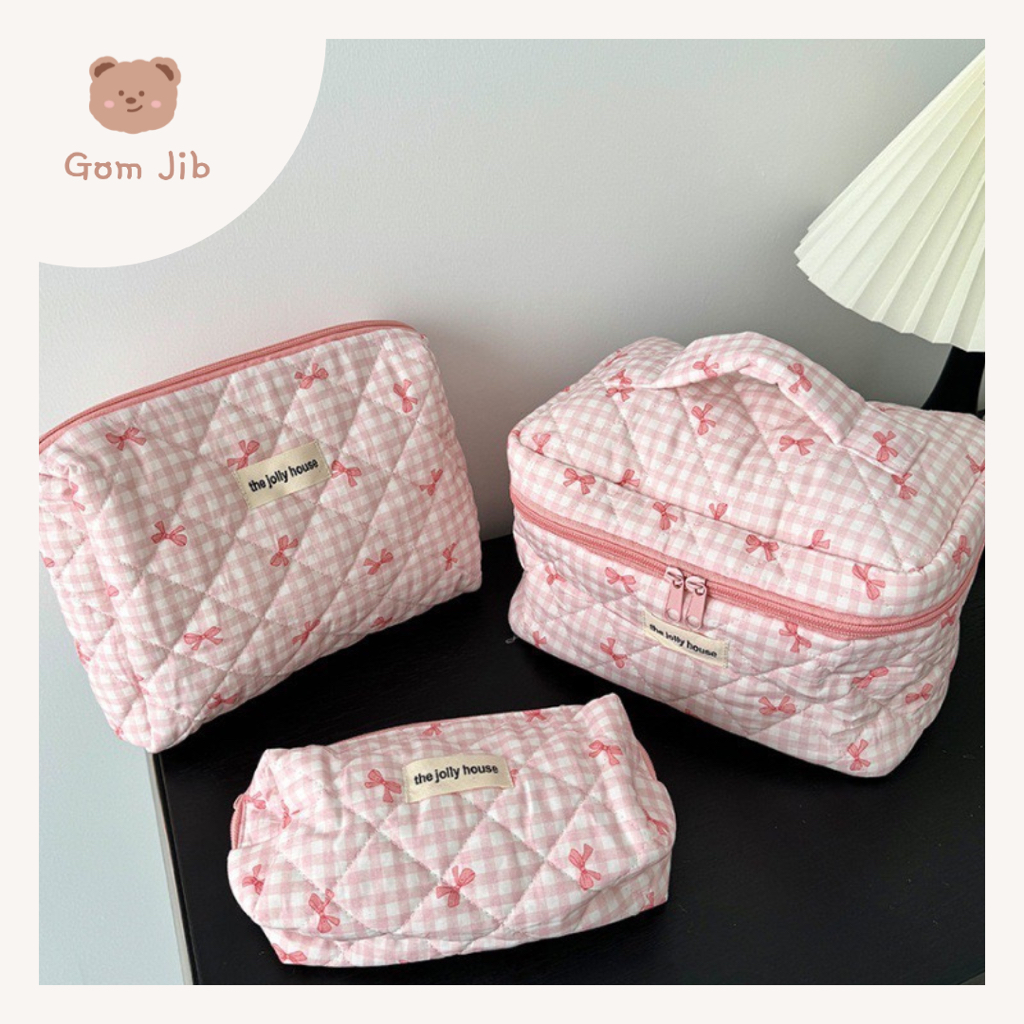 Jual Pink Ribbon Pouch / Makeup Pouch Coquette / Dompet / Clutch / Cosmetic Bag / Tas Serbaguna ...