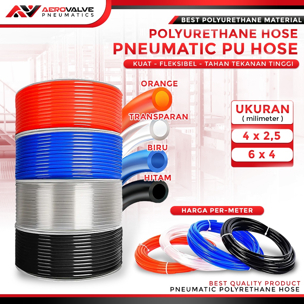 Jual Selang PU Hose PU PREMIUM Per Meter OD 4mm x 2,5 mm | 6mm x 4 mm PolyUrethane Selang Angin ...