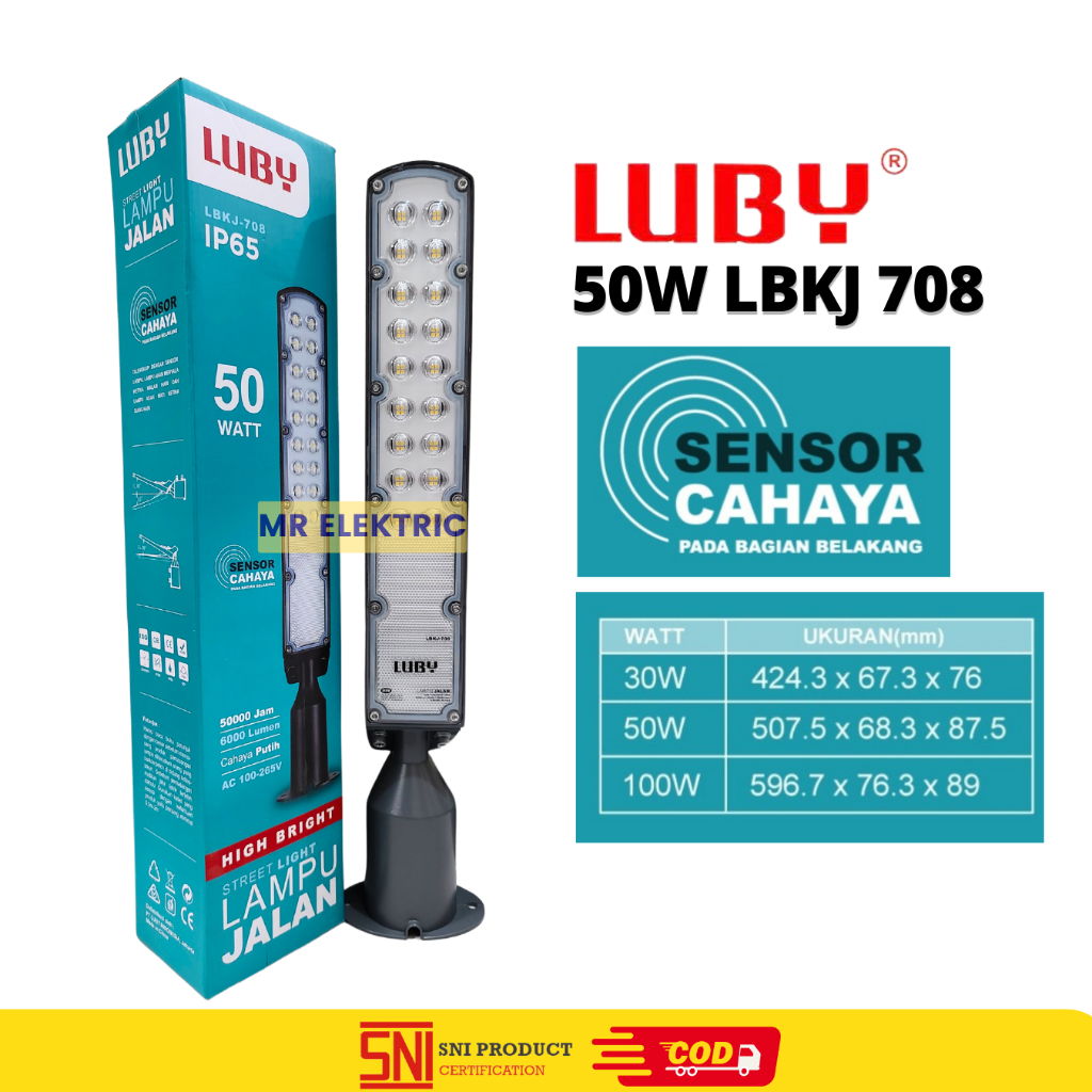 Jual Lampu Jalan LUBY 30W 50W Sensor Cahaya Matahari Slim LBKJ 708 ...