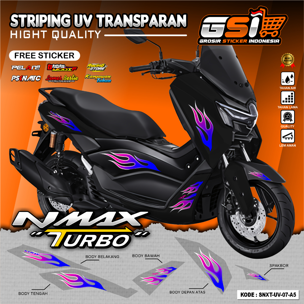 Jual STIKER SEMIFULL TRANSPARAN NMAX 155 TURBO NEW DESIGN FLAME RACING ...